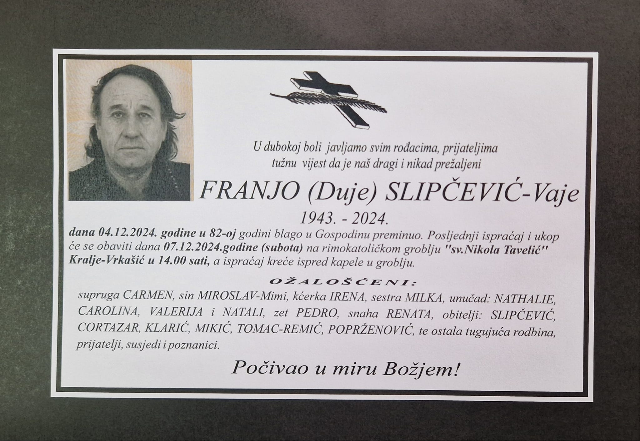 Bihać: Preminuo Franjo (Duje) Slipčević - Vaje