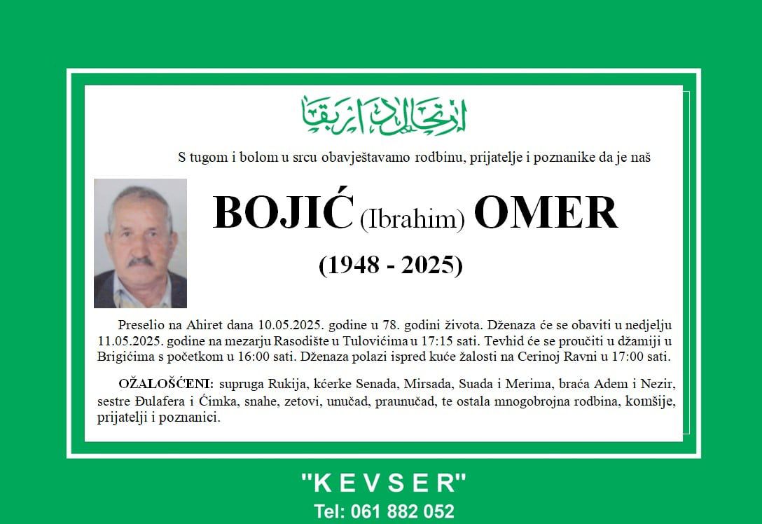 Na Ahiret preselio Bojić (Ibrahim) Omer