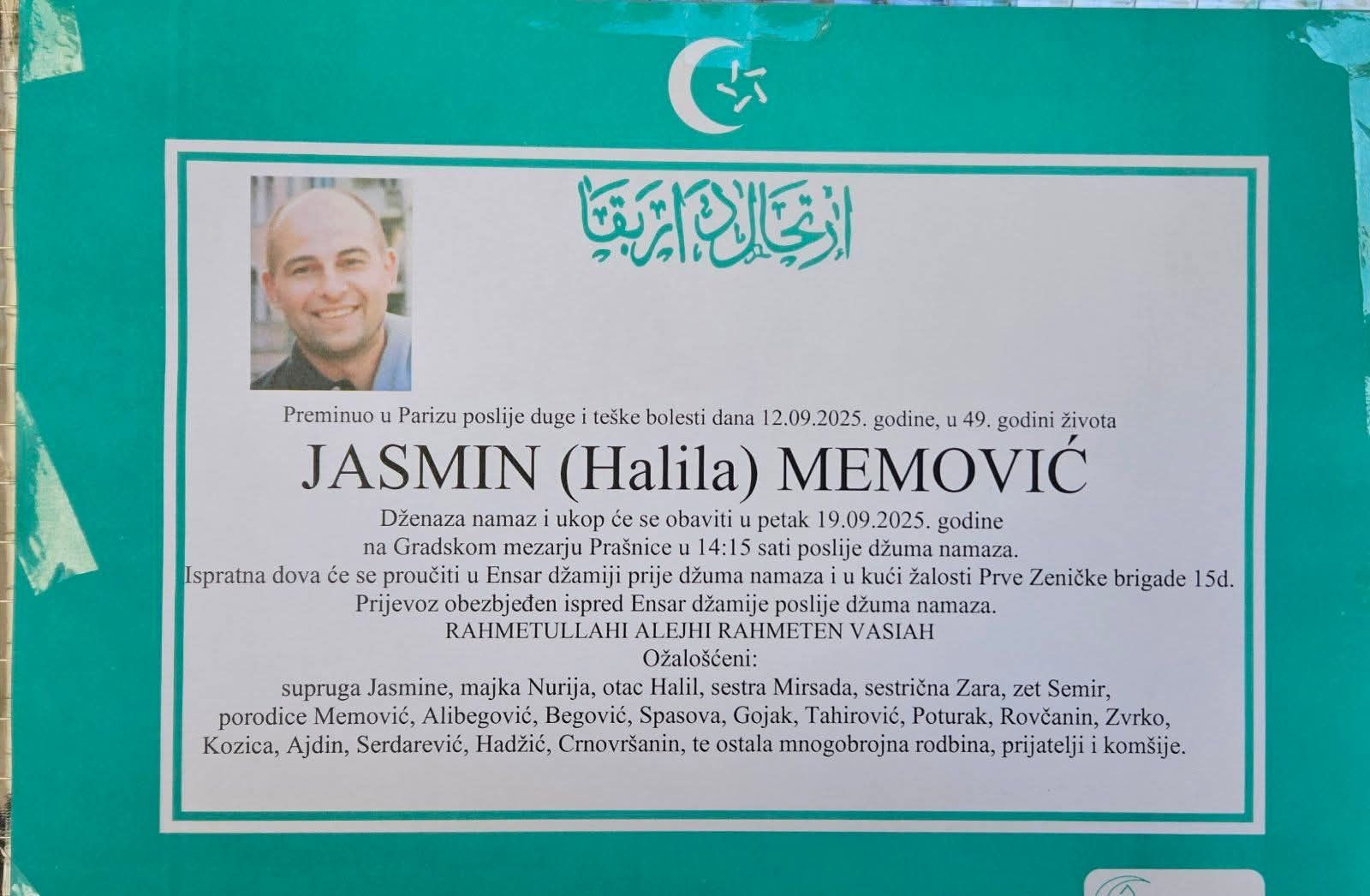 U 49.godini života na Ahiret preselio Jasmin (Halila) Memović