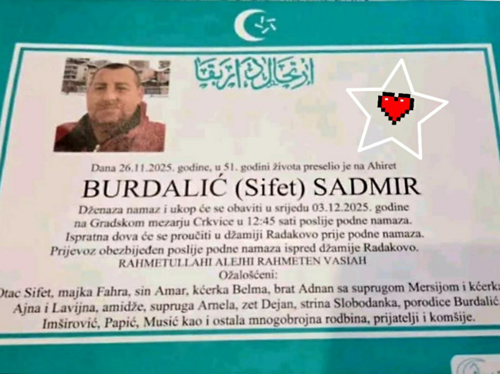 Na Ahiret preselio Burdalić (Sifet) Sadmir