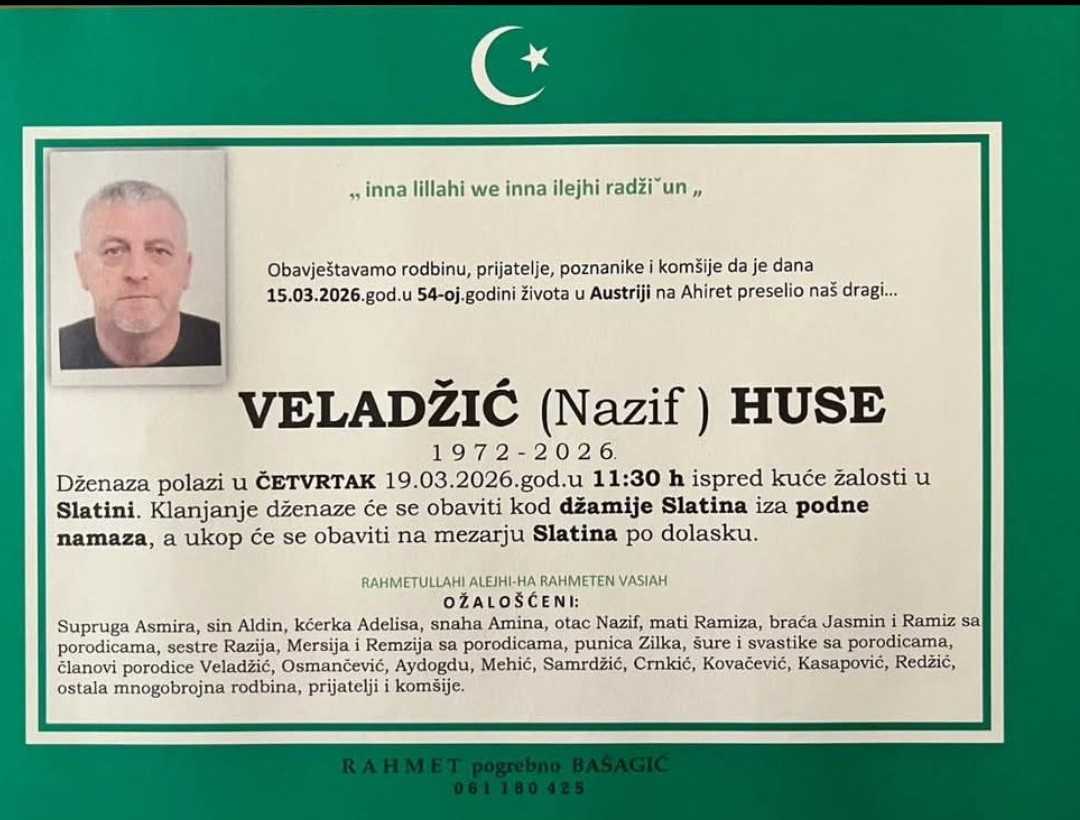 Tužna vijest iz Austrije: Na Ahiret preselio Veladžić (Nazif) Huse