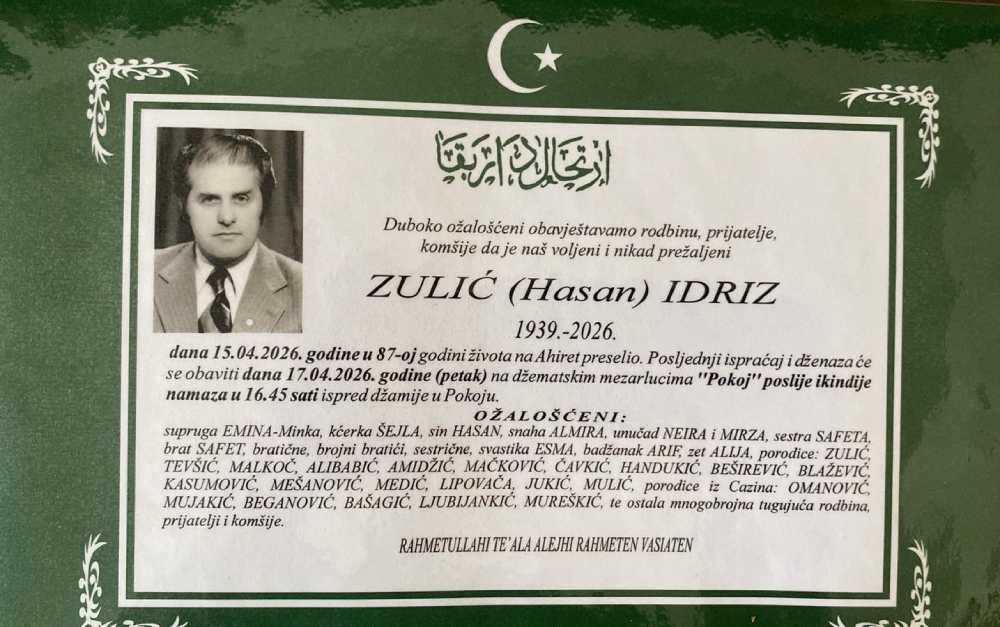 Na Ahiret preselio Zulić (Hasan) Idriz
