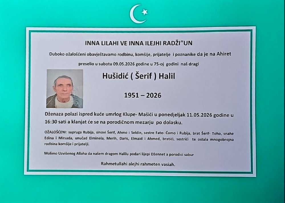 Na Ahiret preselio Hušidić (Šerif) Halil