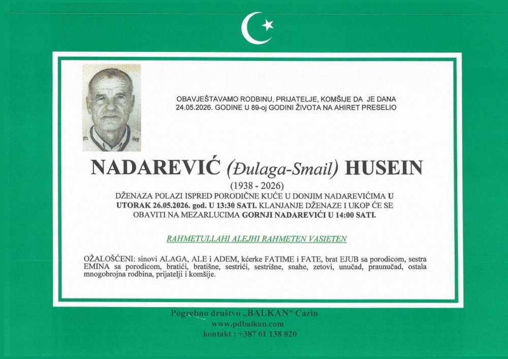 Na Ahiret preselio Nadarević (Đulaga-Smail) Husein